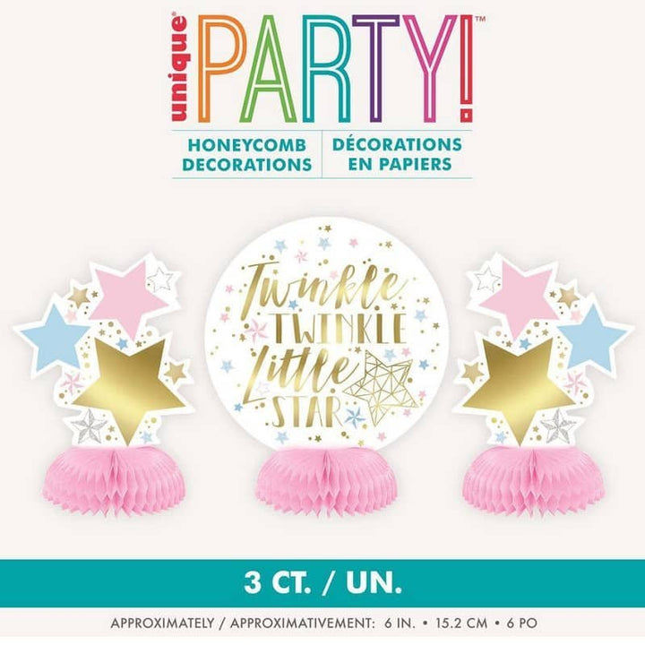 Twinkle Little Star 4 Mini Honeycomb Table Decorations - Party Owls