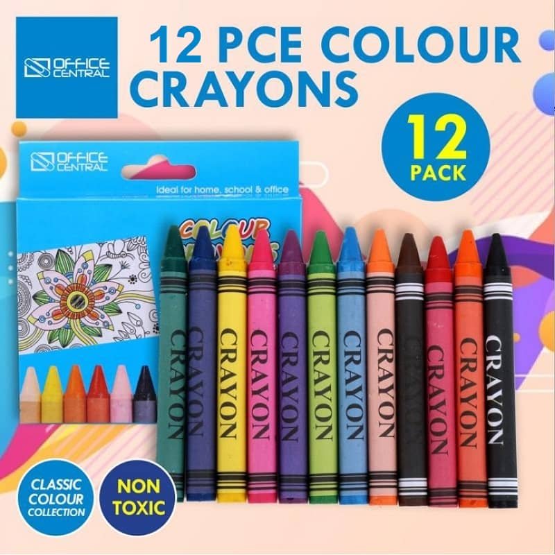 Crayons 9cm 12pk Assorted Colours - Party Owls