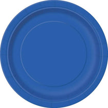 Royal Blue Large Round Paper Plates 23cm (9") 8pk Solid Colour - Party Owls
