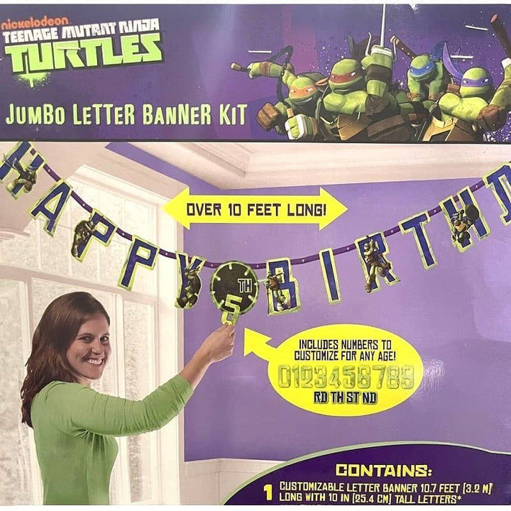 Teenage Mutant Ninja Turtles TMNT Personalised Jumbo Banner Add-An-Age ...