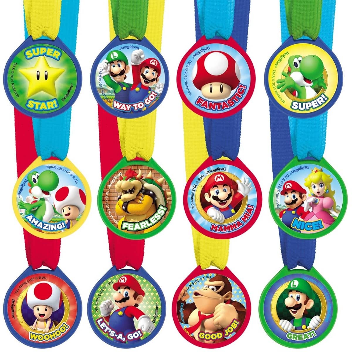 Super Mario Bros. Mini Award Medals 12pk - Party Owls